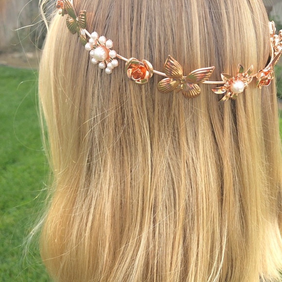 Accessories | Rose Gold Metal Flower Crown | Poshmark
